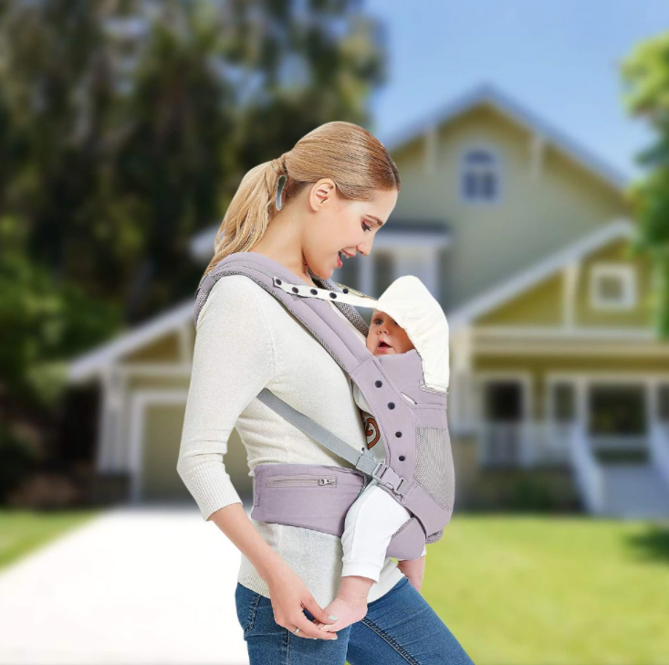 Ергономична раница за бебе Vika Baby®, Сива пепел от рози - eMAG.bg